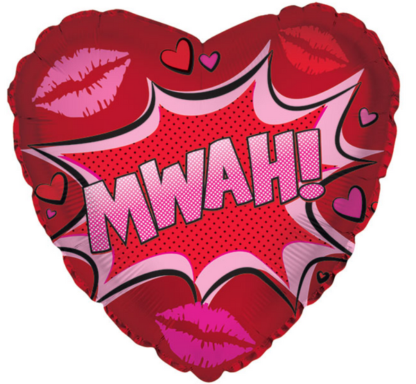 17" MWAH Kiss Heart | The Balloon Bag